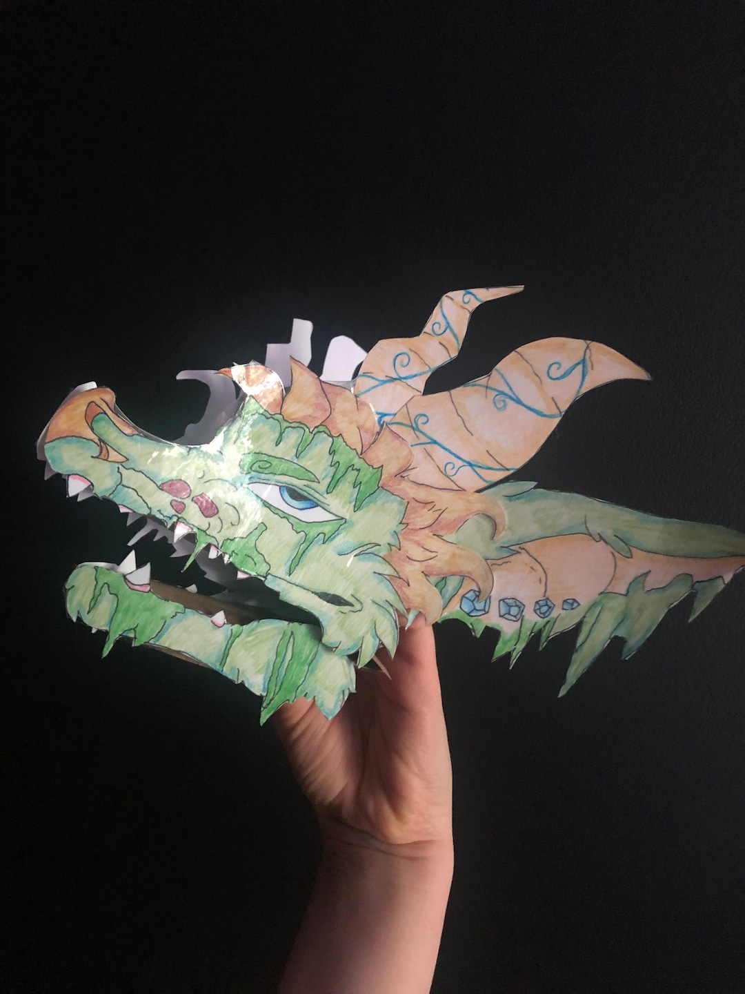 Spanish Moss Paper Dragon Hand Puppet Handmade Art Folkdoll - Etsy