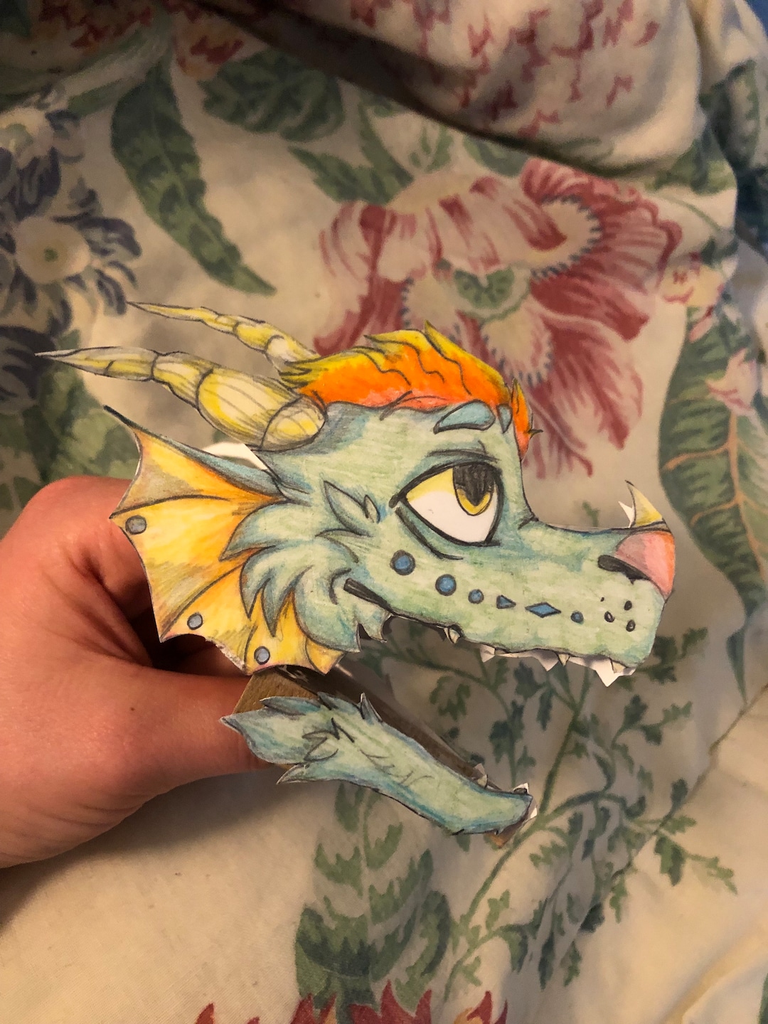 Paper Dragon Hand Puppet Finger Handmade Art Folkdoll - Etsy