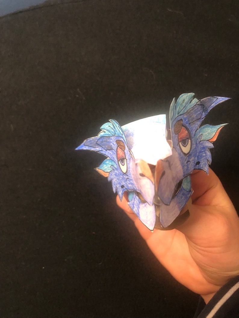 Angry Blue Original Paper Dragon Hand Puppet Handmade Drawing - Etsy