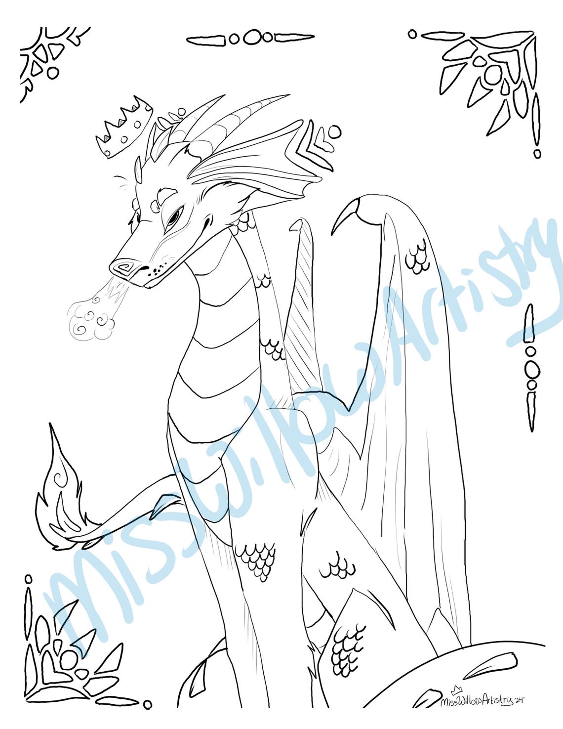 Printable Fantasy Dragon Coloring Page Activity Digital Print - Etsy