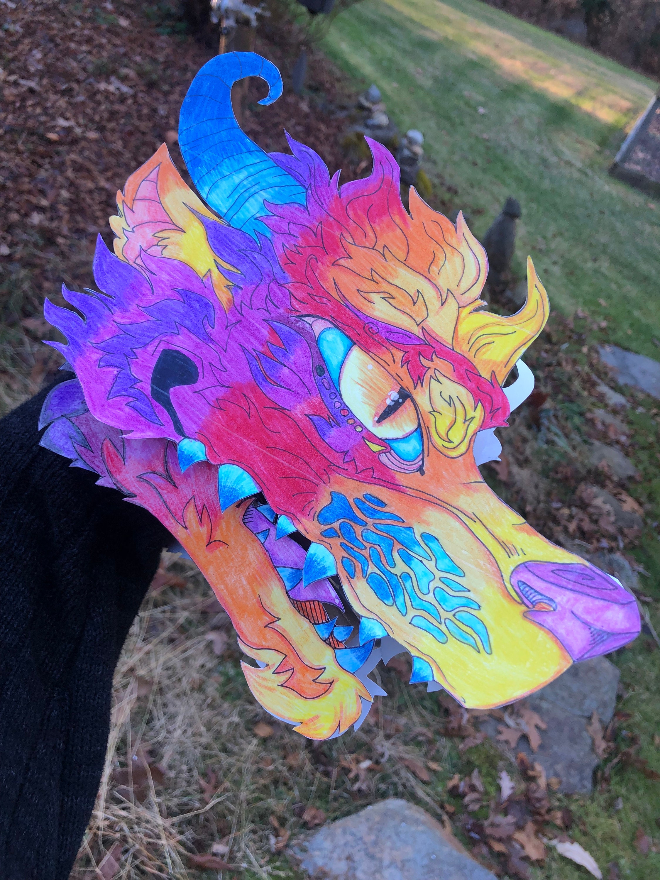 Rainbow Paper Dragon Puppet Handmade Art - Etsy