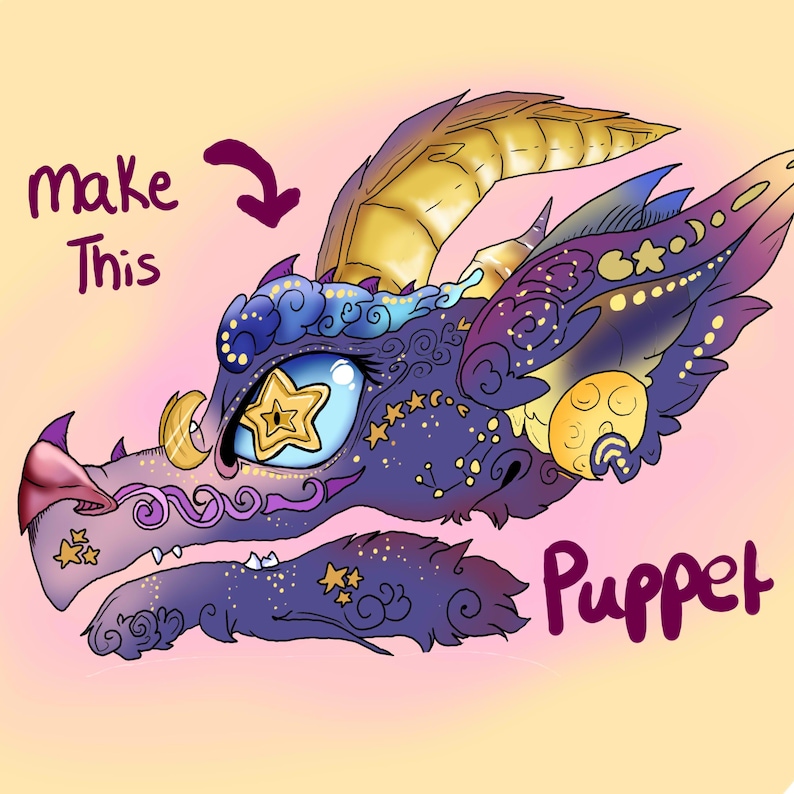 Galaxy Printable Paper Dragon Puppet Template Base Pattern - Etsy UK