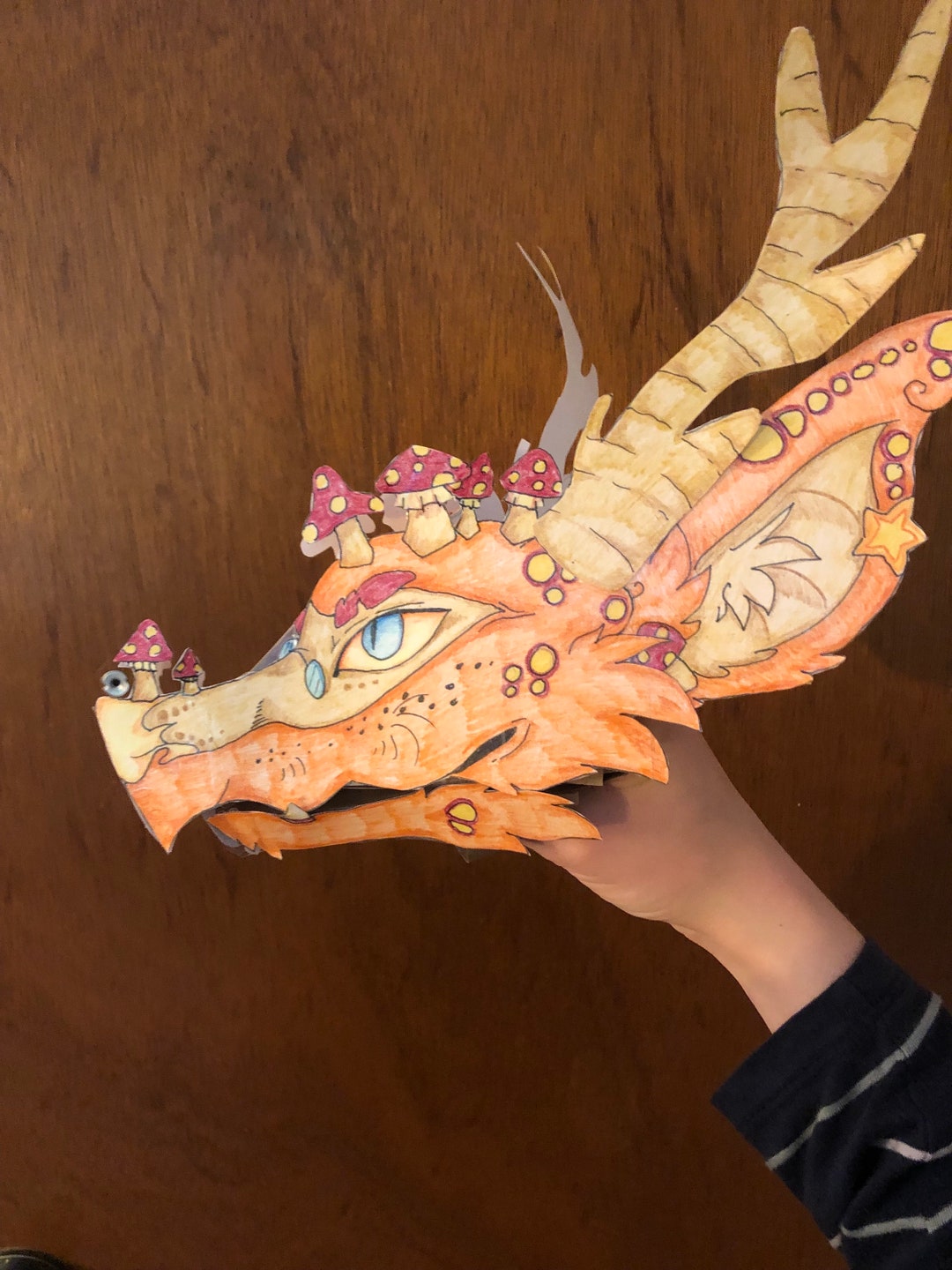 Paper Dragon Hand Puppet Handmade Art Folkdoll Deer Mushroom Dragon - Etsy