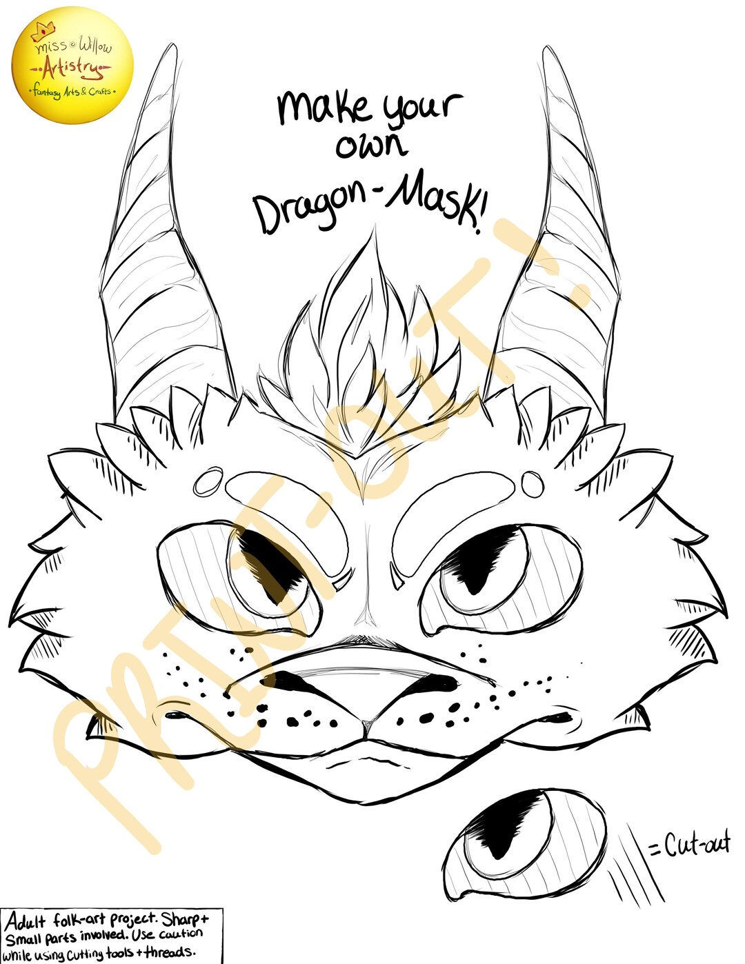 Make Your Own DIY Dragon Mask Kit Digital Download Customizable Pattern ...