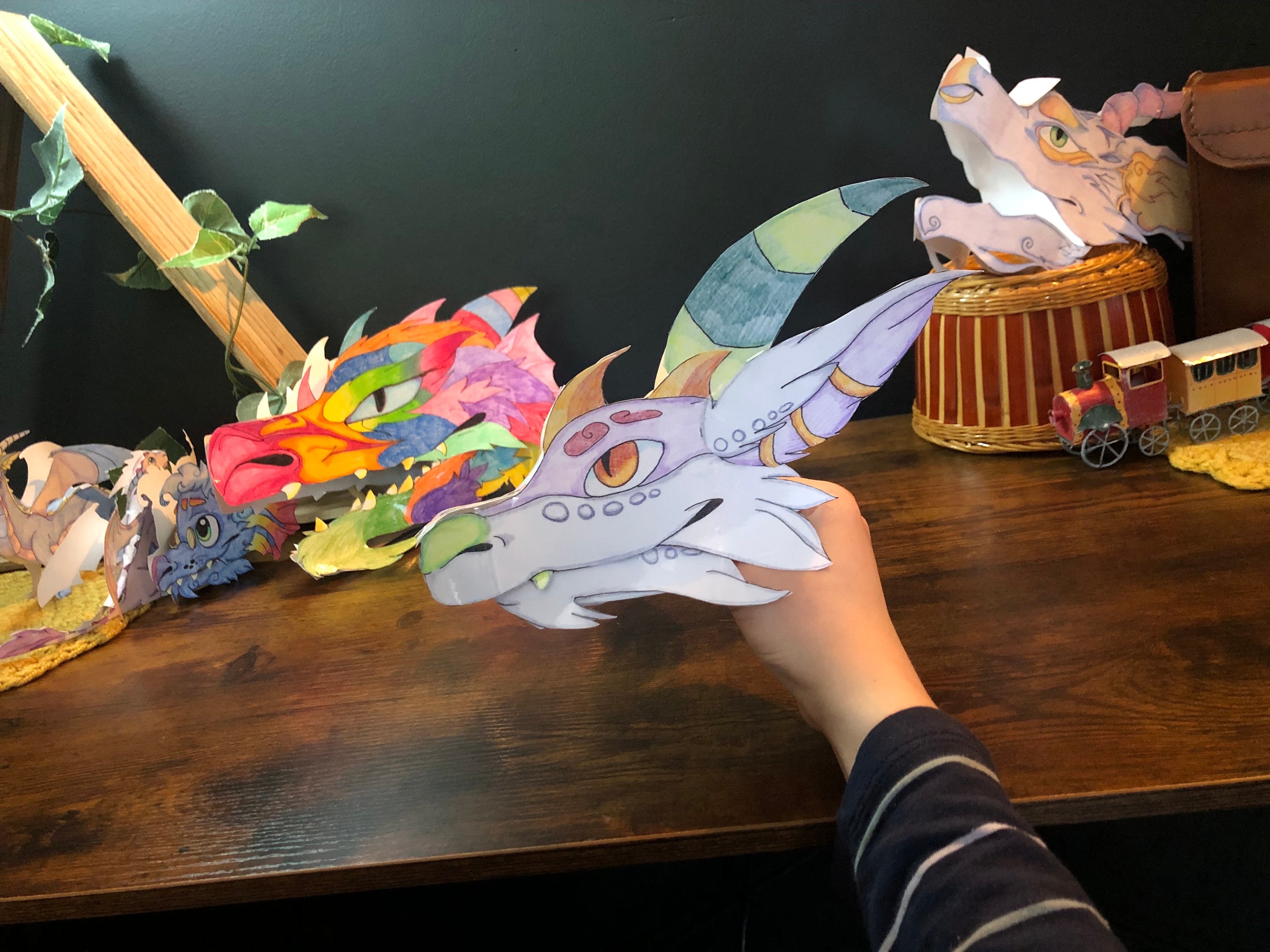 Premade Paper Dragon Puppet Base Drawing Purple Lavender - Etsy