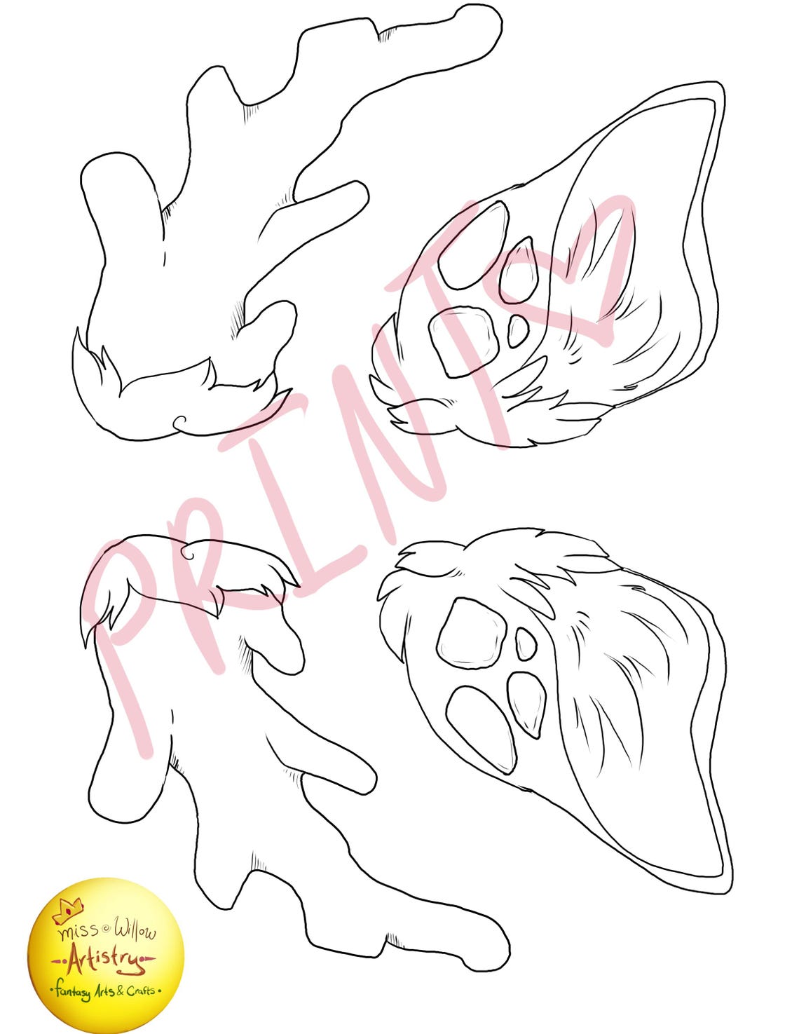 DEER Customizable Color Your Own Printable Paper Dragon Puppet Template ...