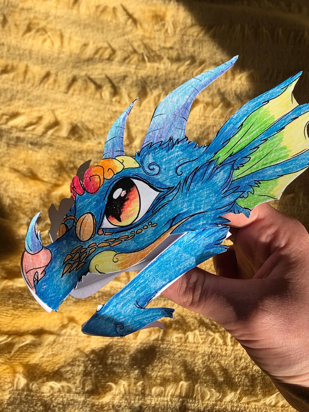 Blue Mini Paper Dragon Puppet Cute Baby Fantasy Creature - Etsy