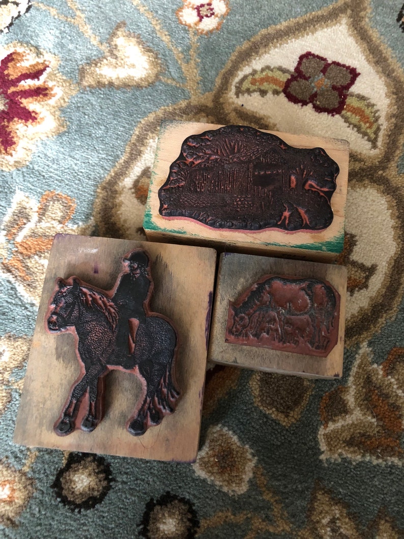 Set of Horse Stable Equestrian Rubber Ink Stamps - Etsy