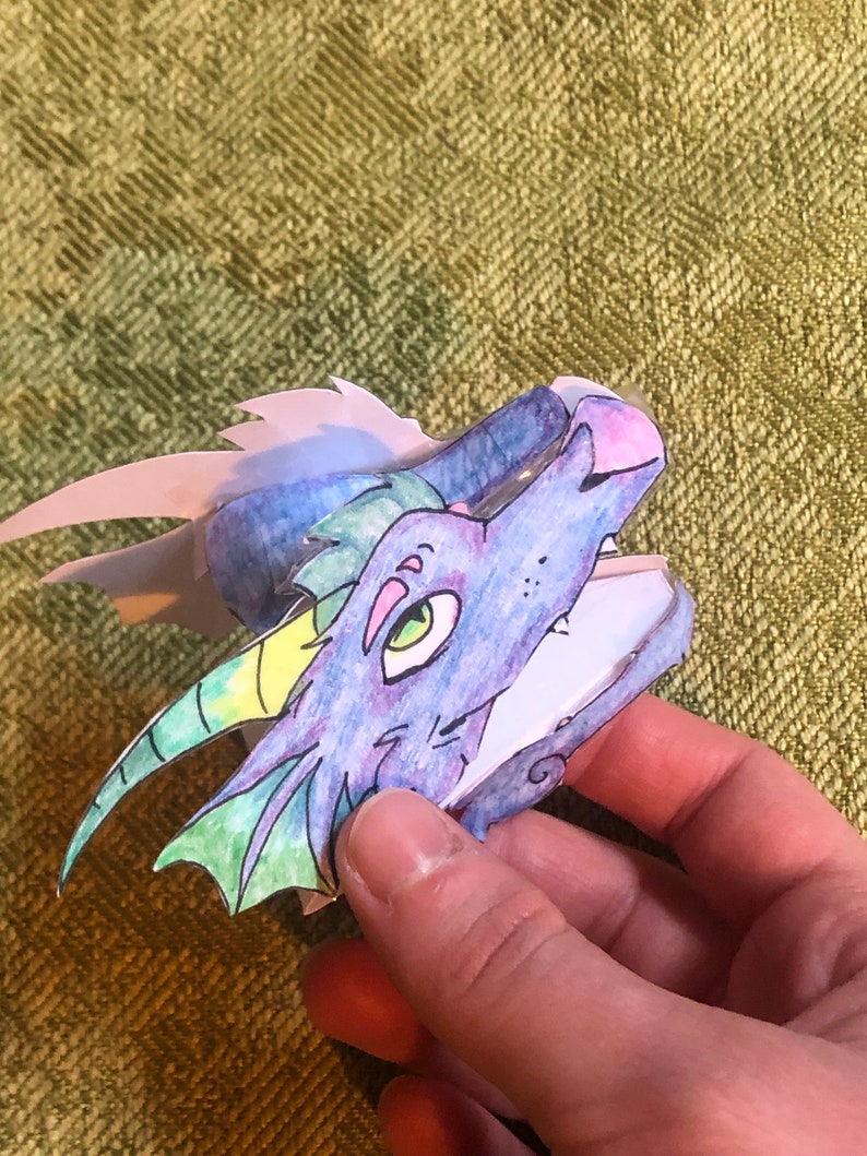 Paper Dragon Finger Puppet Finger Handmade Art Folkdoll Fire Blue - Etsy