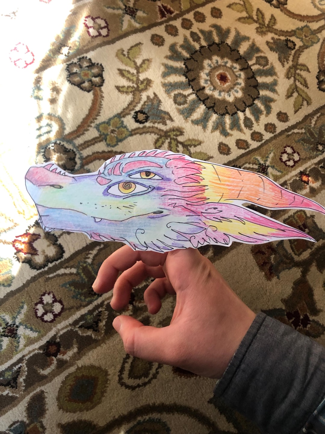 Rainbow Dragon Finger Puppet Paper Dragons Play Folk Art Doll - Etsy