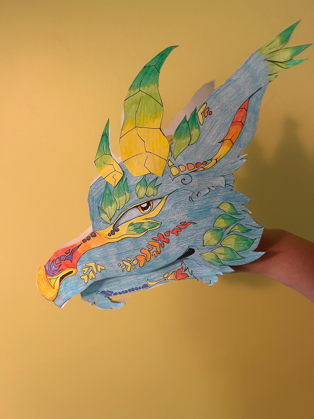 Rainbow Dragon Paper Dragon Puppet Head Folk Art Doll - Etsy