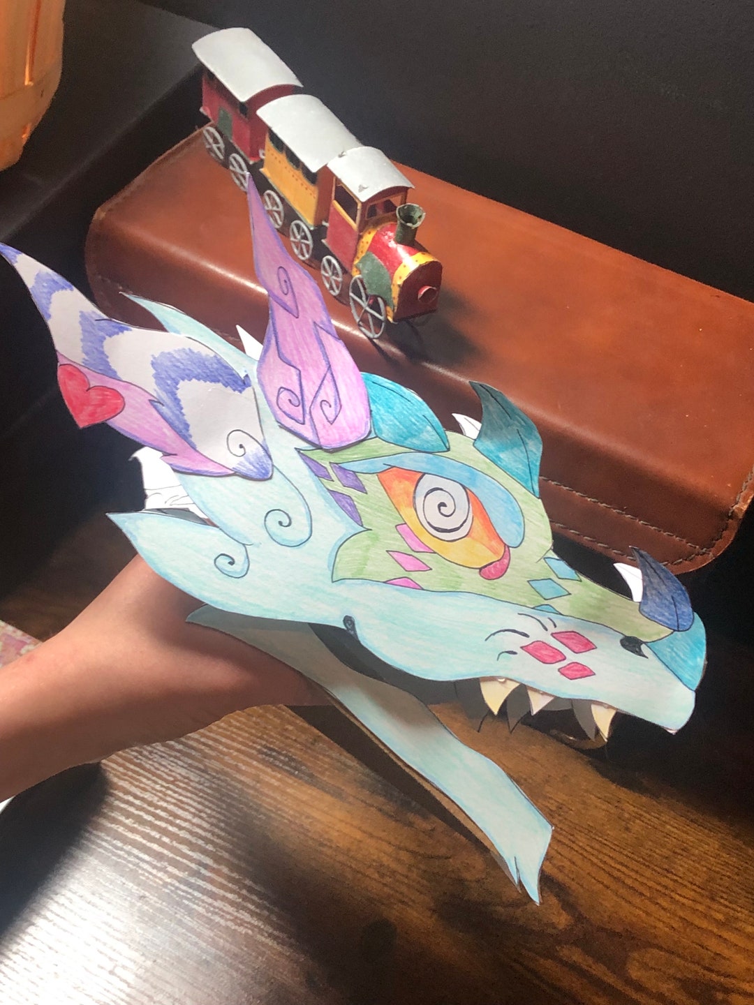 Jester Diamonds Dragon Original Paper Dragon Hand Puppet Handmade ...