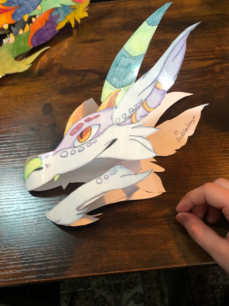 Premade Paper Dragon Puppet Base Drawing Purple Lavender - Etsy