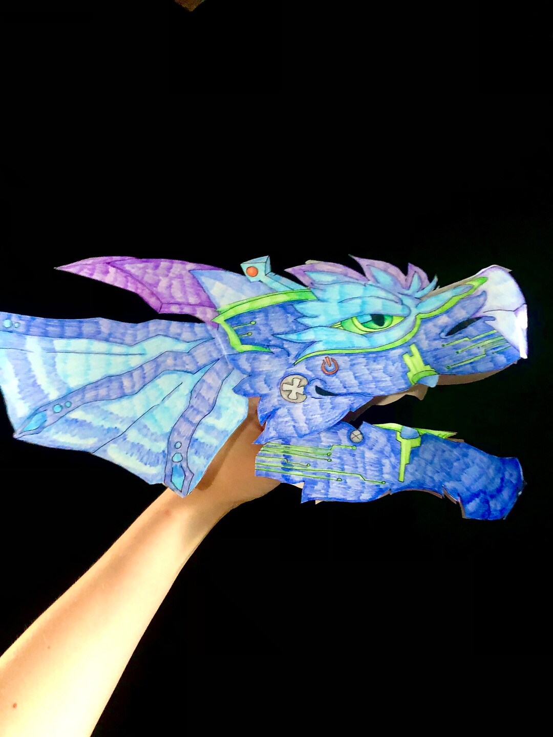 Mecha Lapis Lazuli Dragon Original Paper Dragon Hand Puppet Handmade ...
