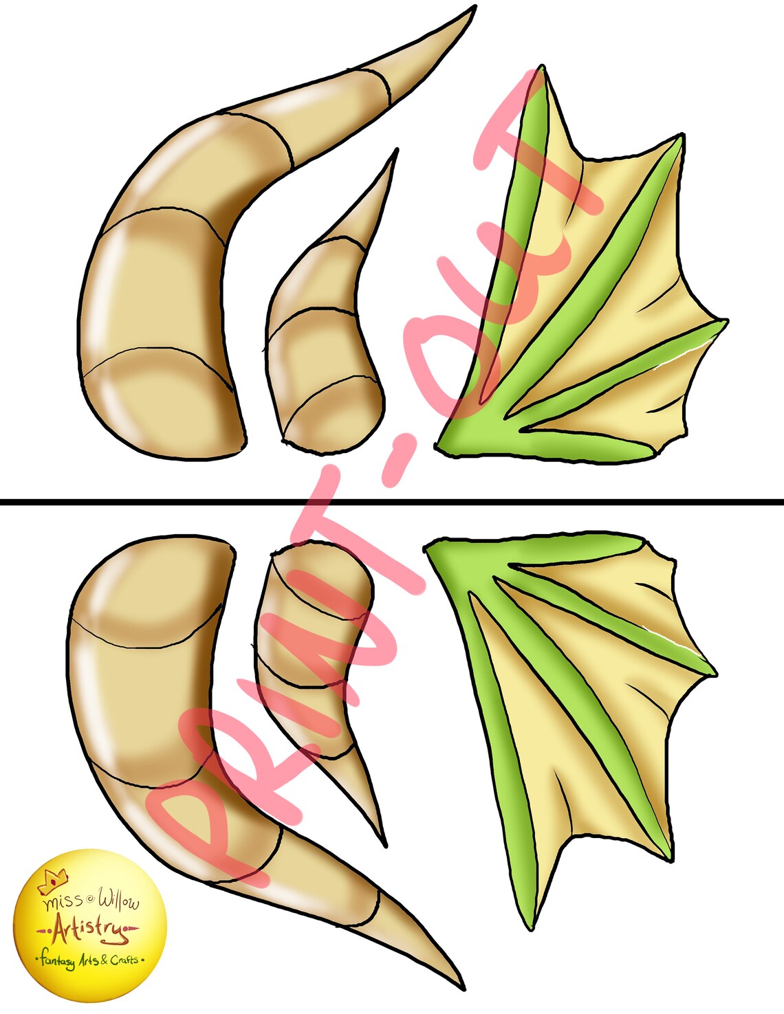 Printable Paper Dragon Puppet Template Base Pattern - Etsy