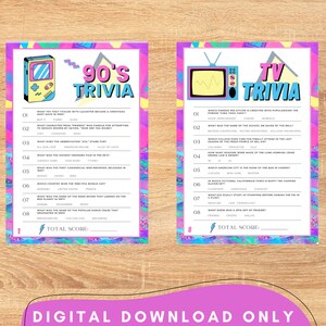90s Games Bundle Printable, 90s Party Games, 90s Trivia, 90s Activities ...