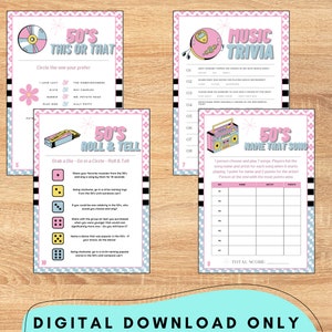 50s Games Bundle Printable, 50s Activities, 50s Party Games, 50s Trivia ...
