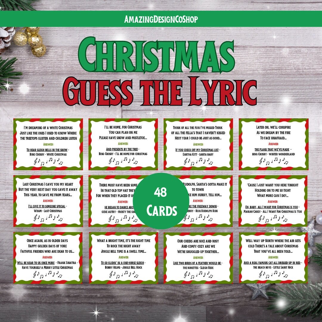 Christmas Carol Finish the Lyric Game, Printable Christmas Game, Finish ...