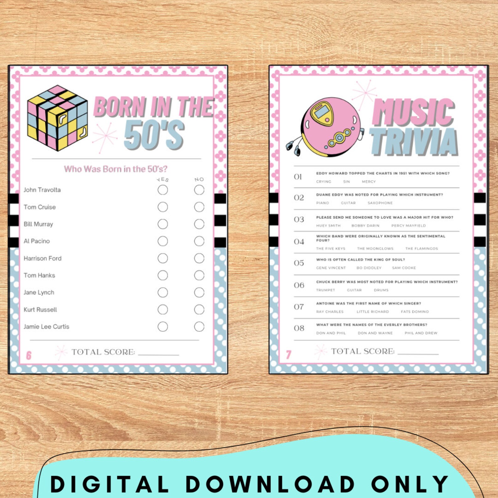 50s Games Bundle Printable, 50s Activities, 50s Party Games, 50s Trivia ...