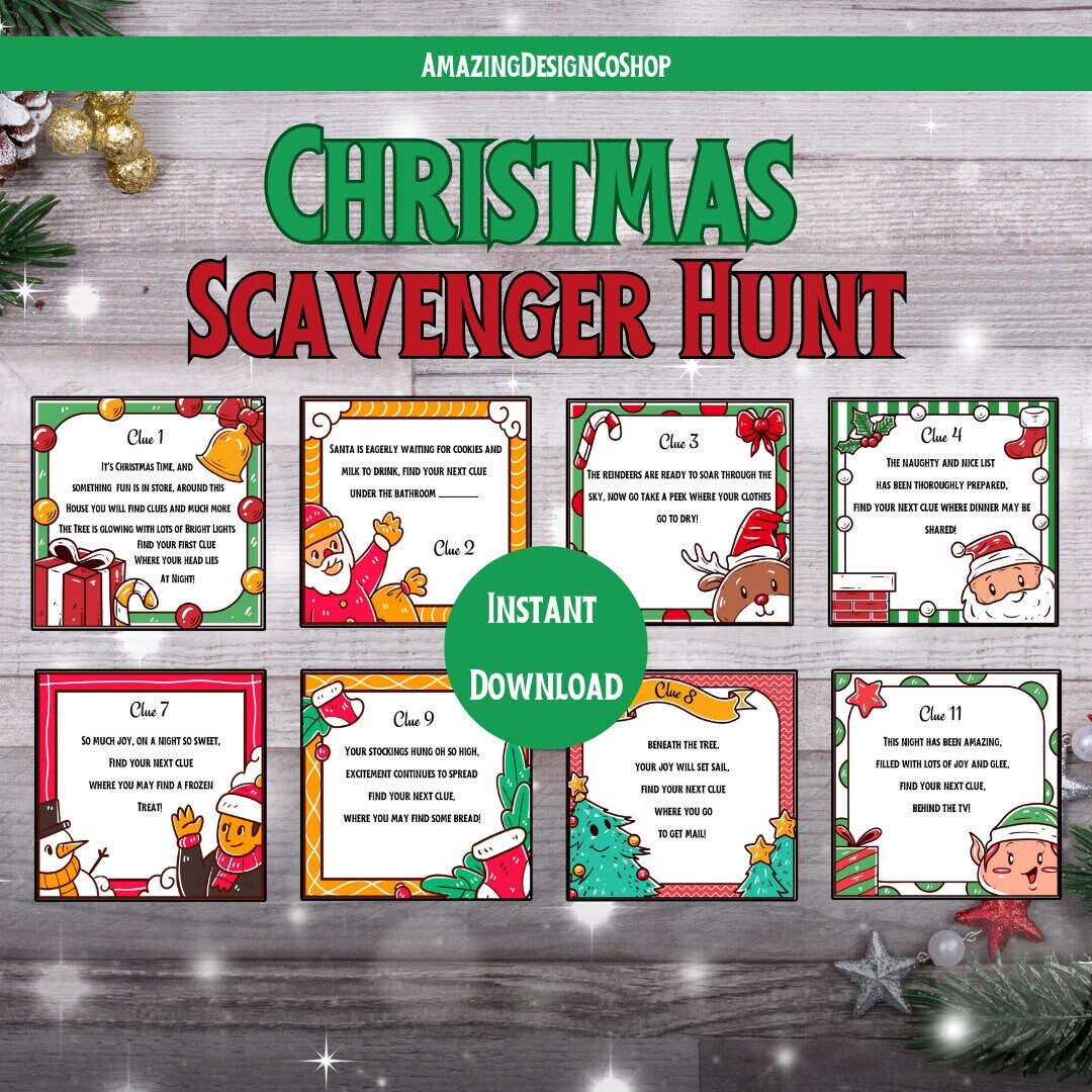 Christmas Scavenger Hunt for Kids | Christmas Printable Games for Kids ...