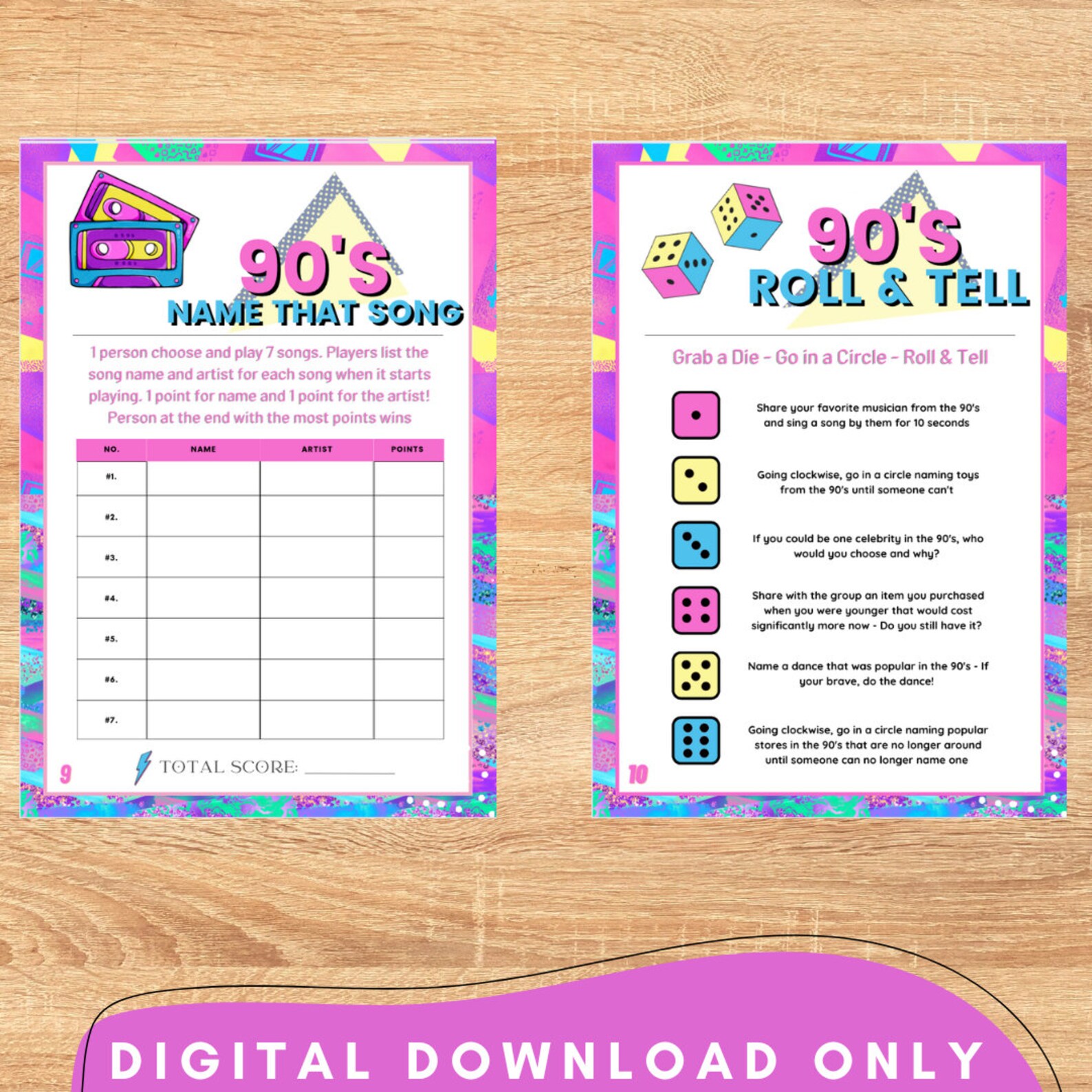 90s Games Bundle Printable, 90s Party Games, 90s Trivia, 90s Activities ...