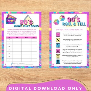 90s Games Bundle Printable, 90s Party Games, 90s Trivia, 90s Activities ...