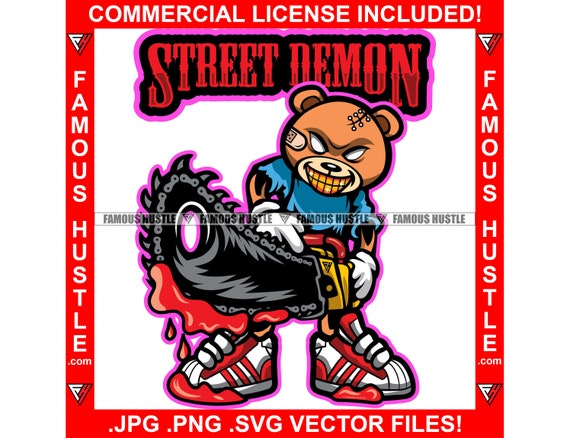 Street Demon Logo Two Half Of Demon Face With Rainbow Inside.