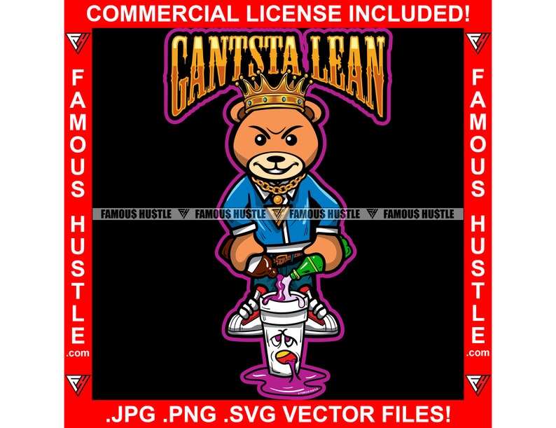 Gangsta Lean Gangster Teddy Bear King Crown Chain Necklace - Etsy