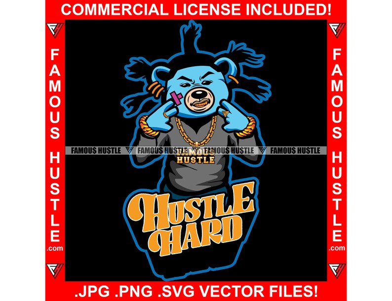 Hustle Hard Gangster Teddy Bear Dread Locks Gold Teeth Scar - Etsy