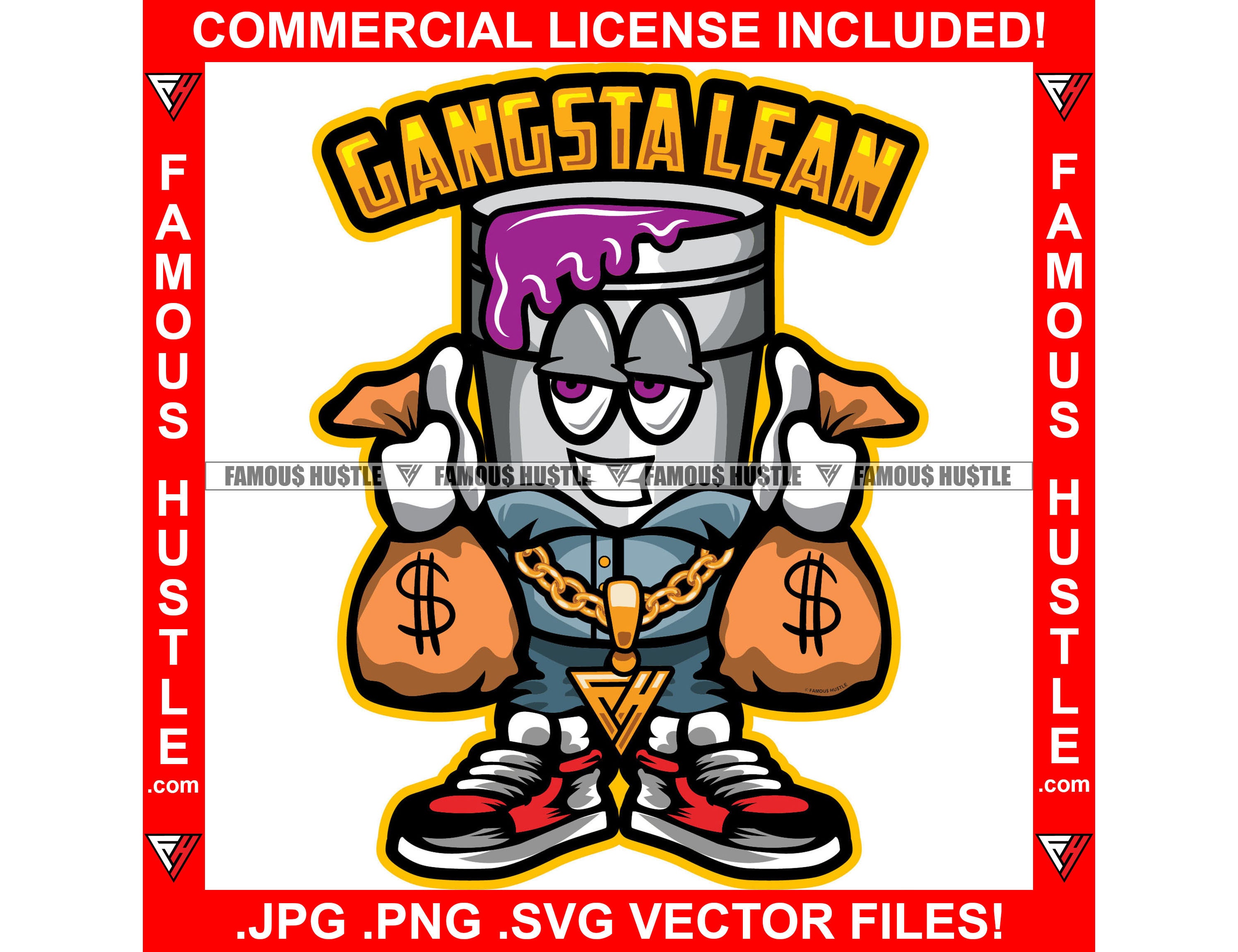 Gangster Lean Purple Drip Drink Cup Cartoon Character Gold - Etsy