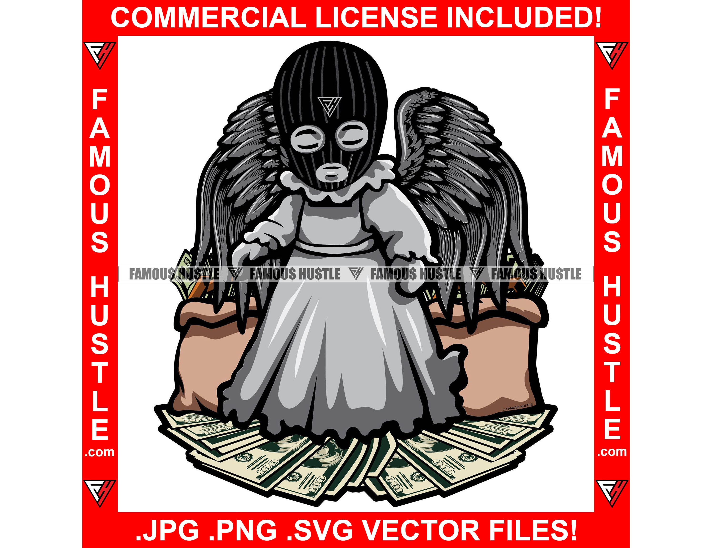 Gangster Angel Statue Wings Wearing Ski Mask Huge Money Bag - Etsy Ireland