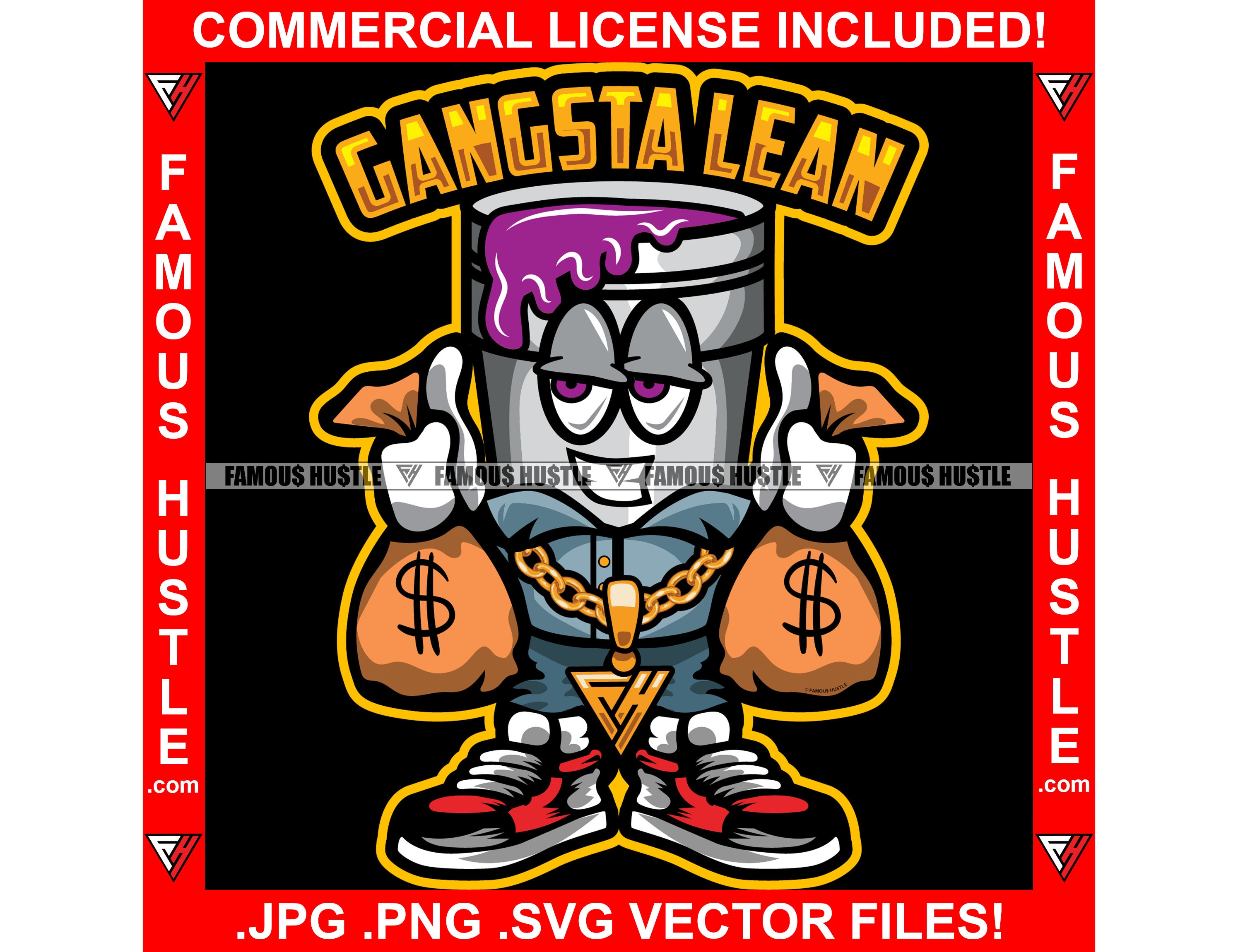 Gangster Lean Purple Drip Drink Cup Cartoon Character Gold - Etsy