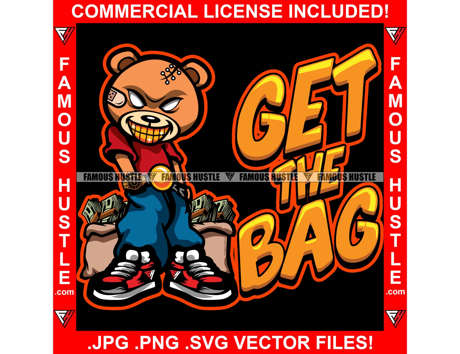 Get the Bag Famous Hustle Gangster Teddy Bear Scar Face - Etsy