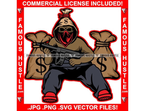 Money Bag Head Cartoon Character Gang Member Bandanna Mask - Etsy