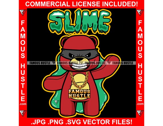 Slime Gangster Teddy Bear Mean Face Burglar Mask Gold Chain - Etsy
