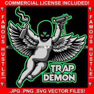 Trap Demon Statue Angel Wings Ski Mask Machine Gun Molitov - Etsy