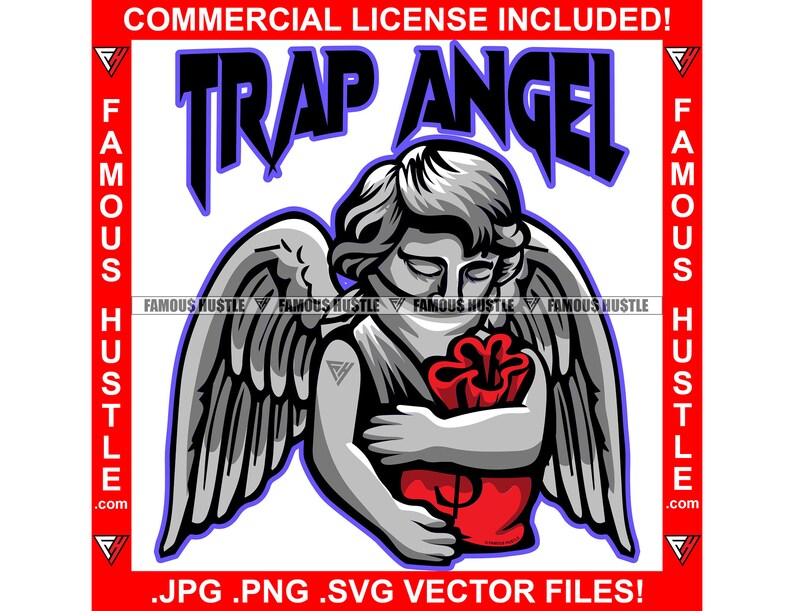 Trap Angel Statue Tattoo Wings Plug Holding Cash Money Bag - Etsy