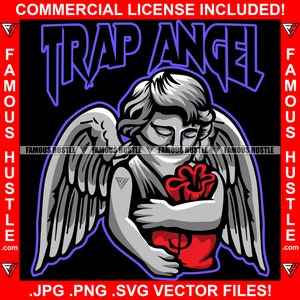 Trap Angel Statue Tattoo Wings Plug Holding Cash Money Bag Hood Thug ...