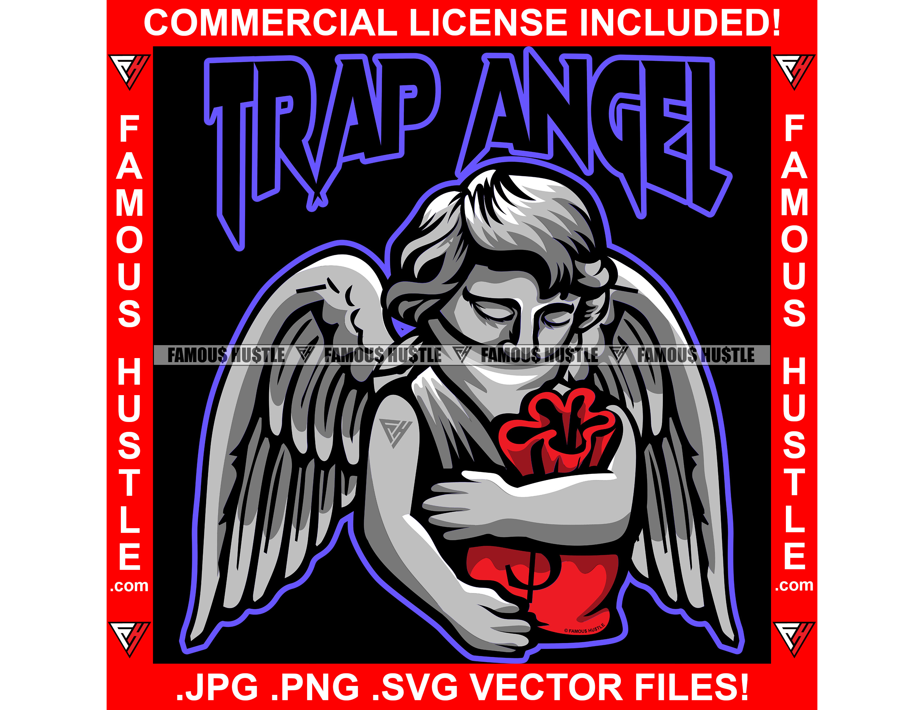 Trap Angel Statue Tattoo Wings Plug Holding Cash Money Bag - Etsy
