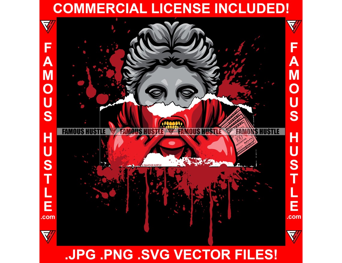 Gangster Statue Gold Teeth Cash Drip Money Dripping Blood Splash Bloody ...