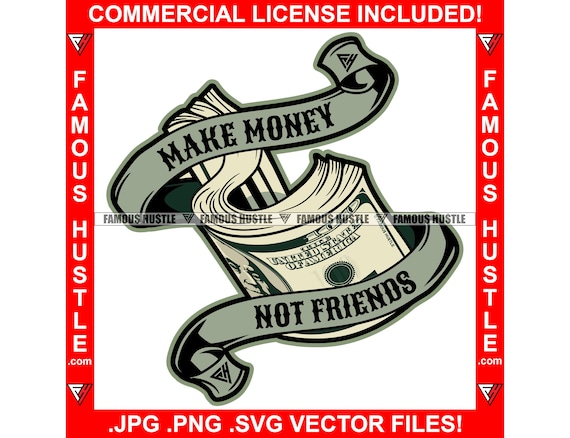 Make Money Not Friends Vintage Ribbon Gangster Quote Tattoo - Etsy