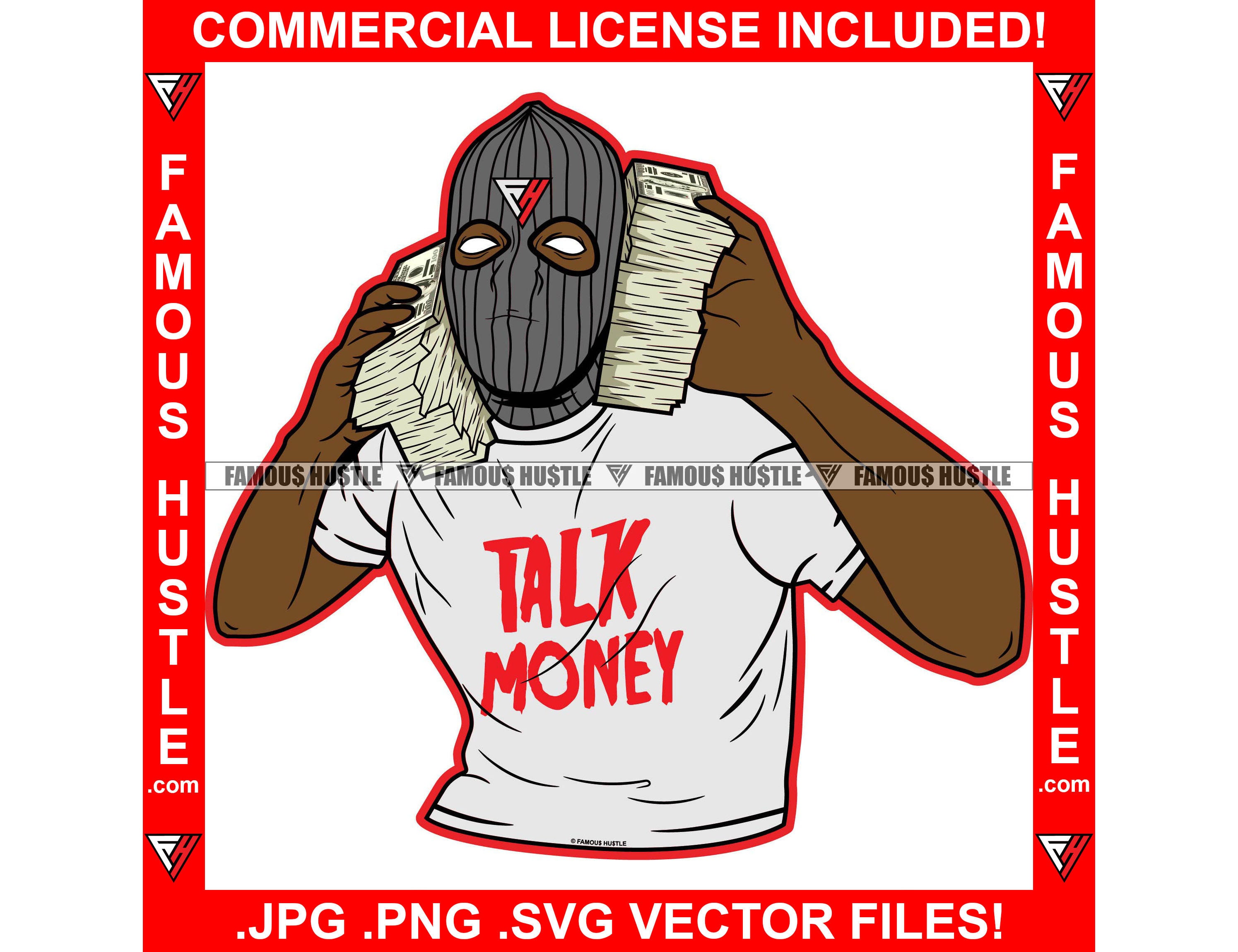 Gangster Ski Mask Talk Money Cell Phone Money Stack Hustle Street ...