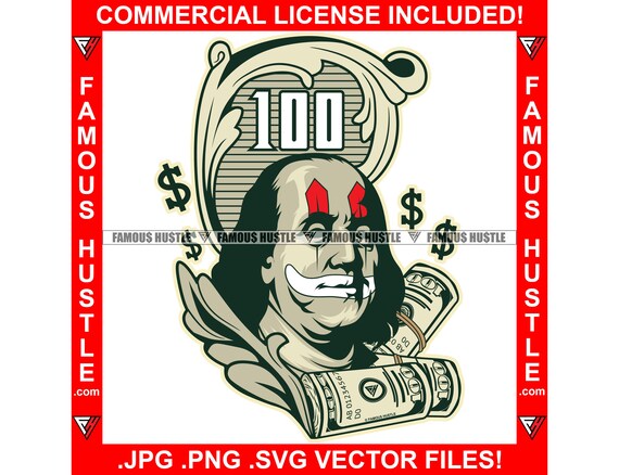 Cash Money Gangster Ben Franklin Clown Face Dollar Sign Scroll | Etsy