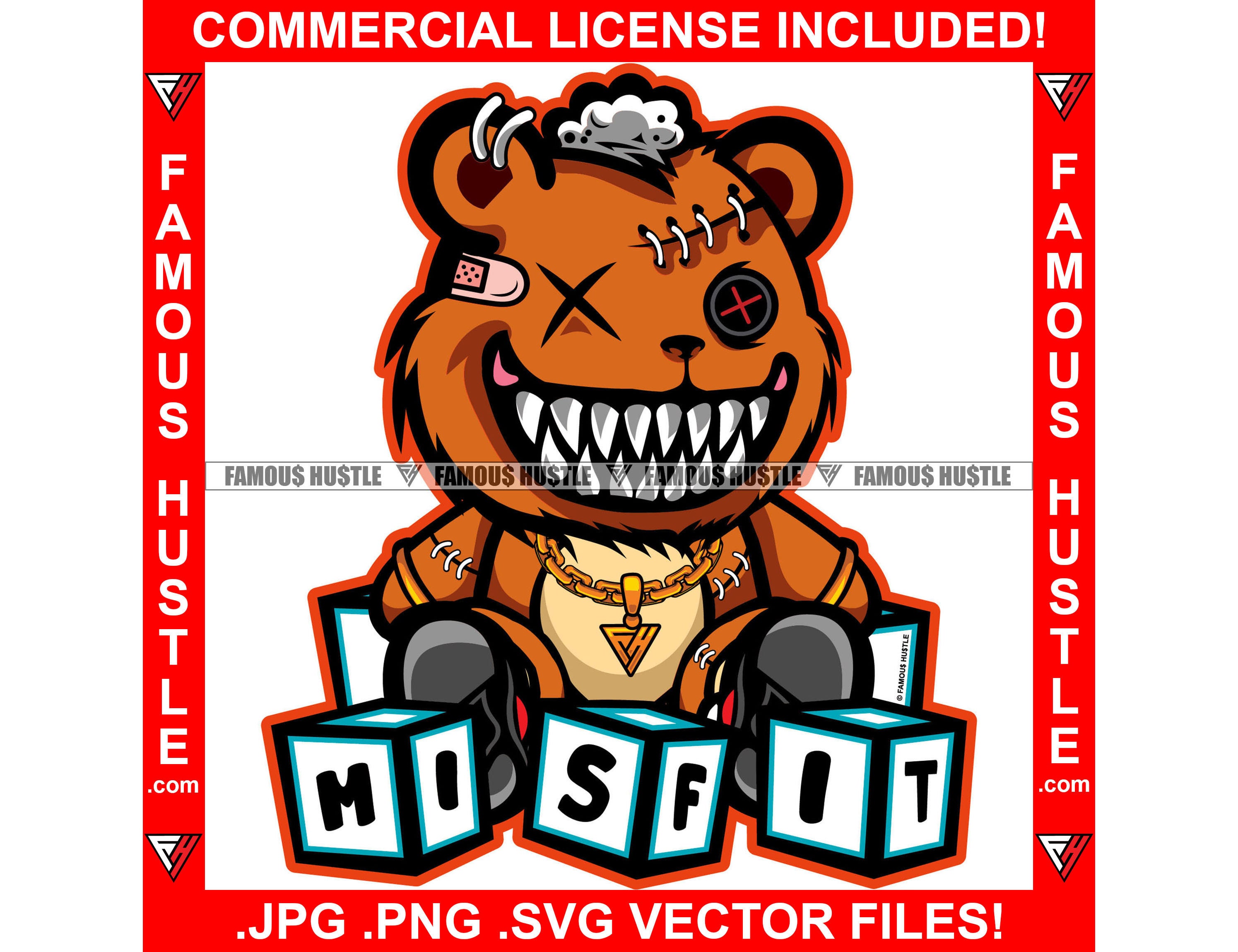 Misfit Crazy Insane Outcast Teddy Bear Stitches Broken Missing - Etsy