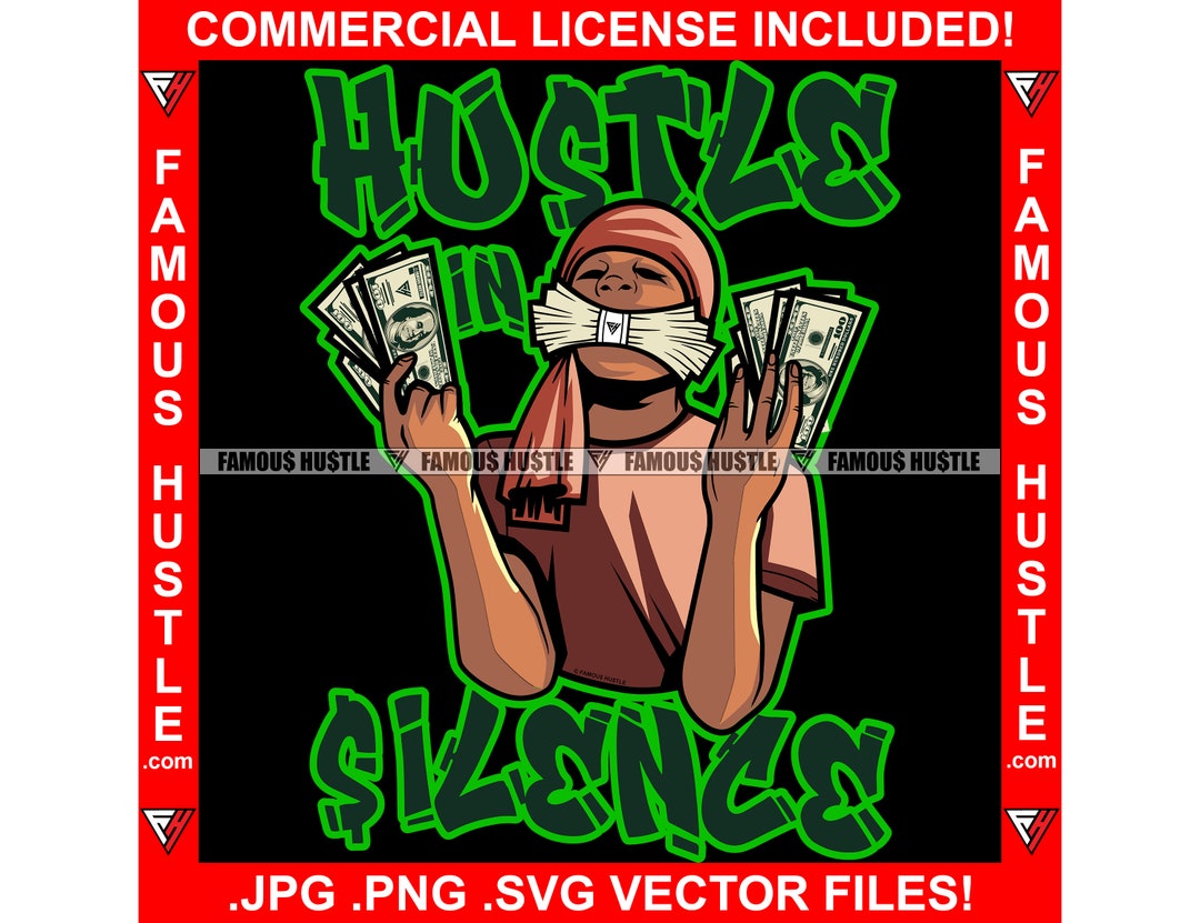 Hustle in Silence Gangster Rapper Eating Cash Stack Money in Hands ...