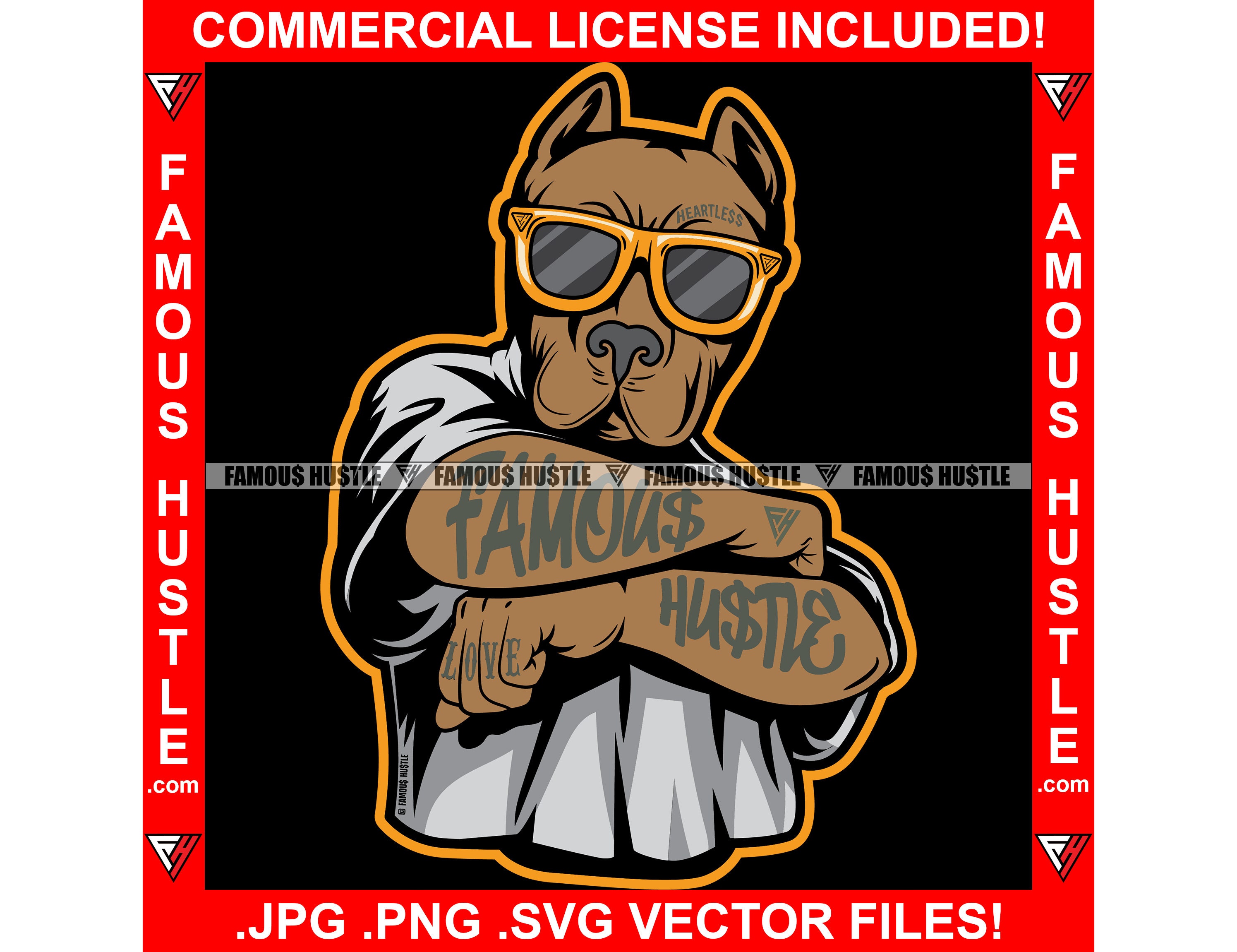 Mean Pitbull Logo With Tag