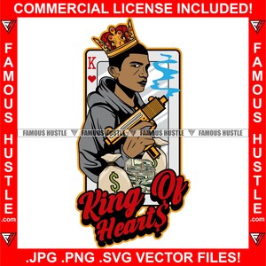 Gangster King Hearts Playing Card Machine Gun Cash Money Bag - Etsy