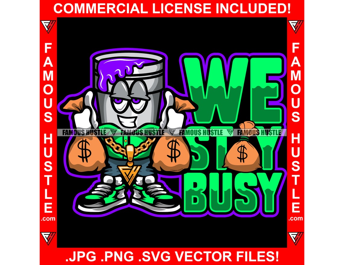 We Stay Busy Lean Purple Drip Drink Cup Cartoon Character Gold - Etsy