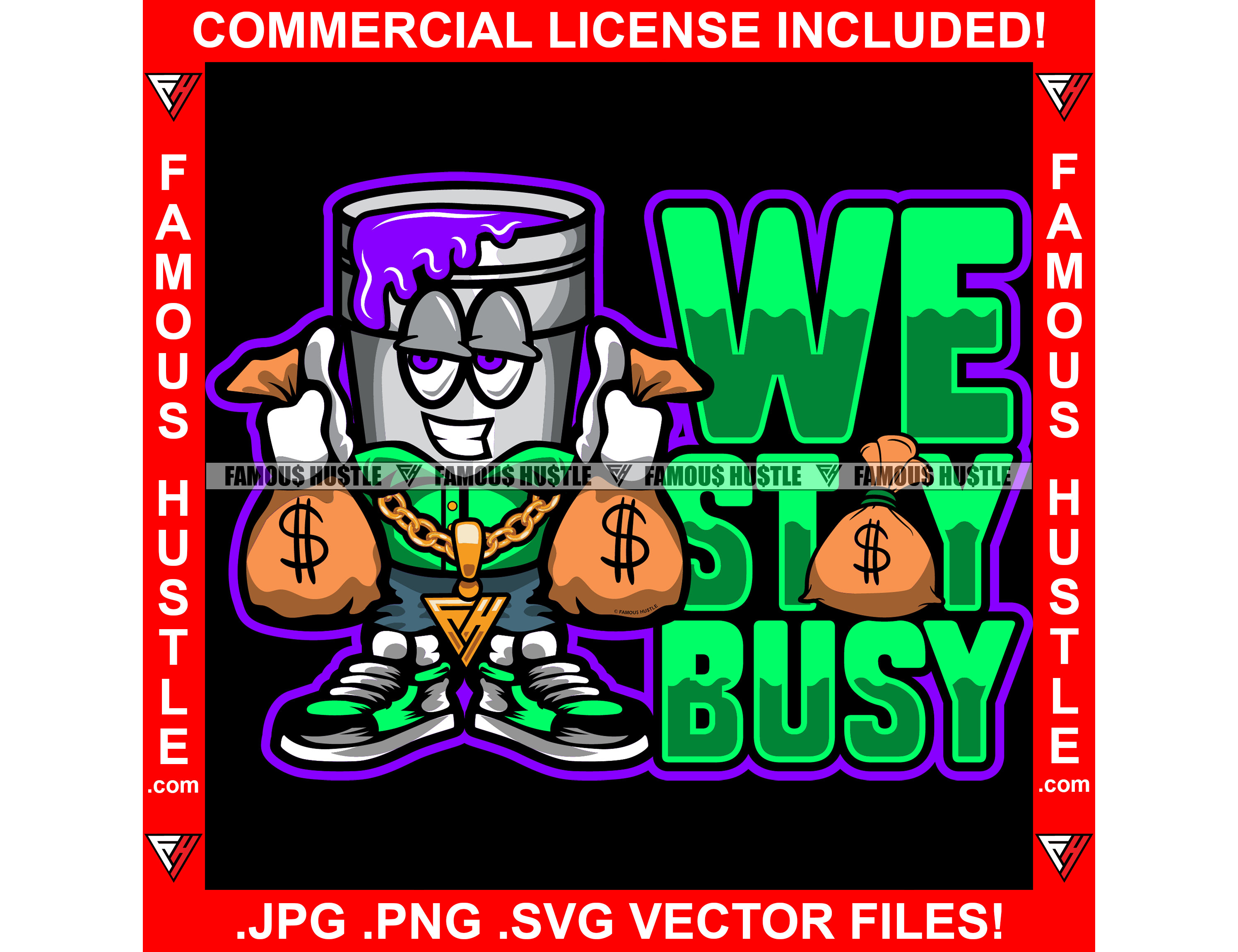 We Stay Busy Lean Purple Drip Drink Cup Cartoon Character - Etsy