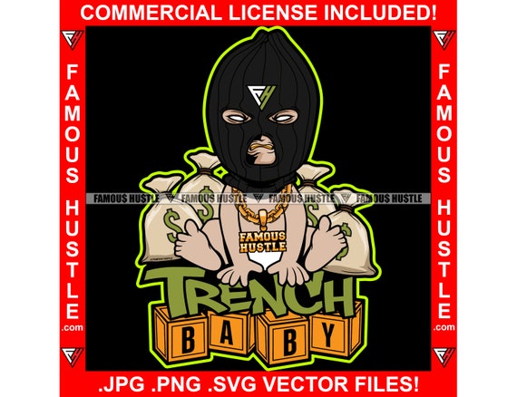 Trench Baby Ski Mask Diaper Gangster Boy Gold Chain Cash Money | Etsy